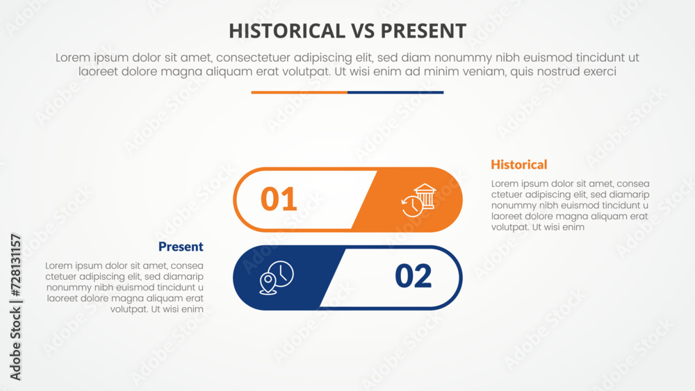 historical vs present versus comparison opposite infographic concept ...