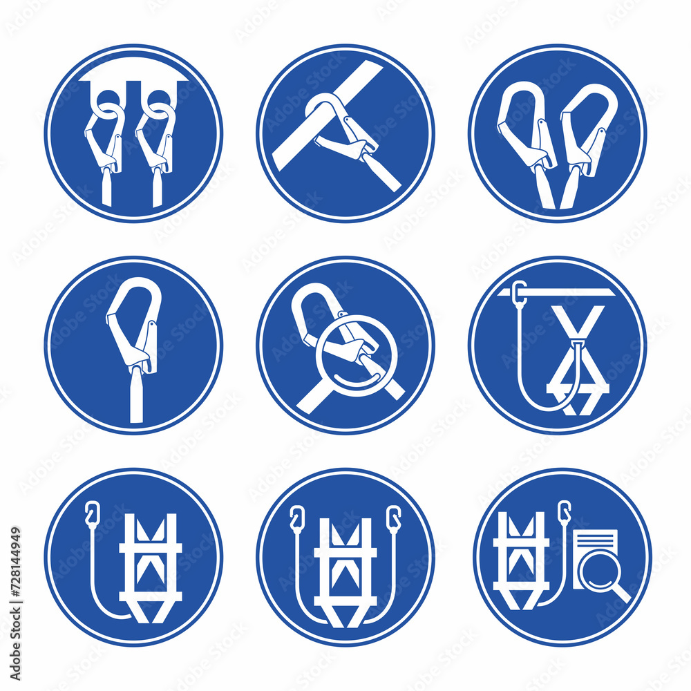 Set of icons of industrial safety rule and standard for working at ...