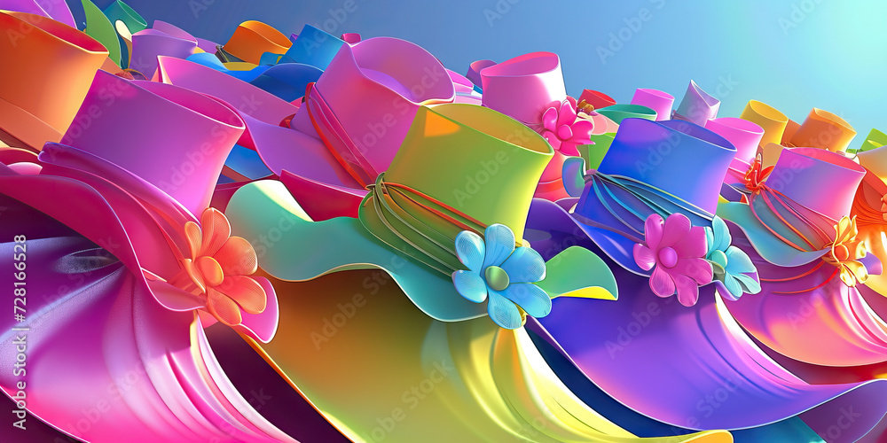 Easter Bonnet Parade: A Vector Illustration of a Parade Featuring ...