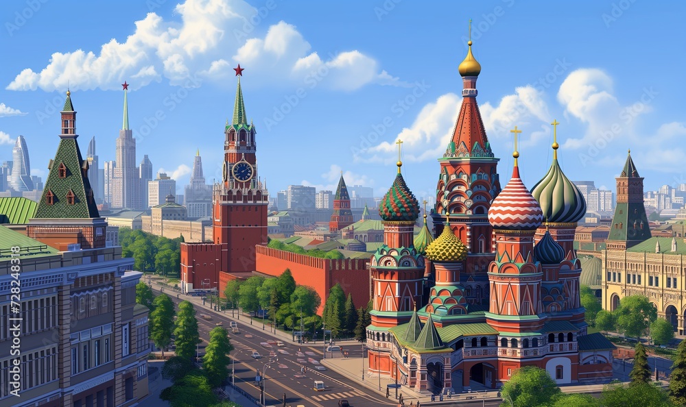 Stock-Illustration „Cartoon Moscow city scene. Gameplay. Game design. A ...