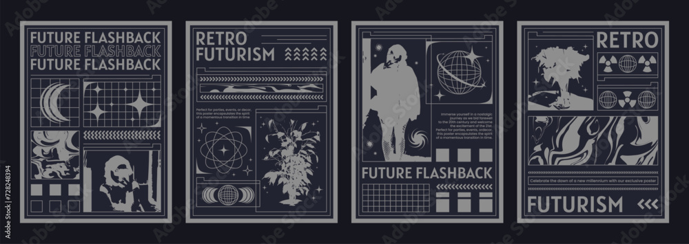 Image vectorielle Stock Poster design layout in cyberpunk y2k style ...