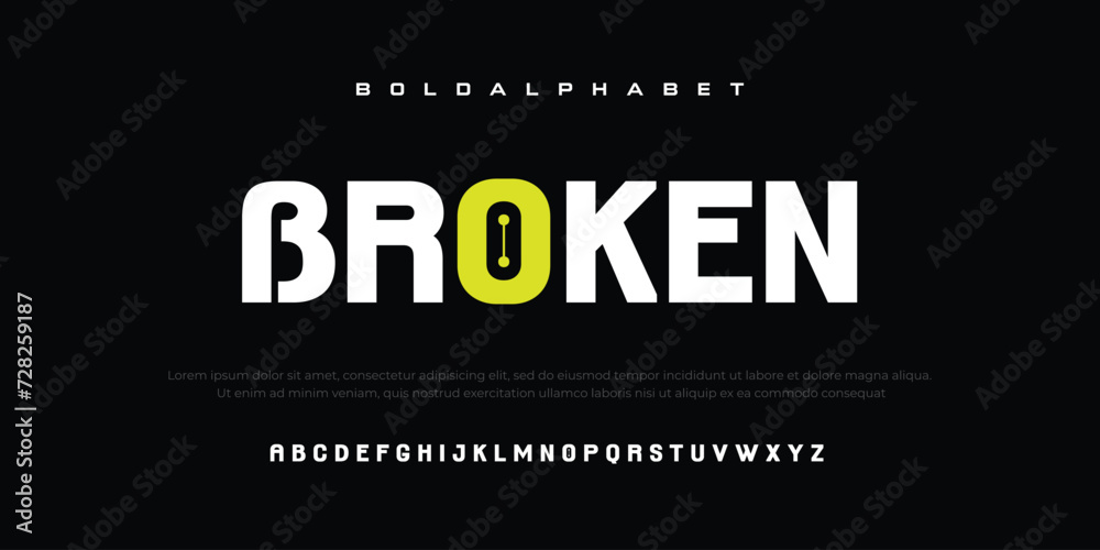 Broken Minimal modern alphabet fonts. Typography minimalist urban ...
