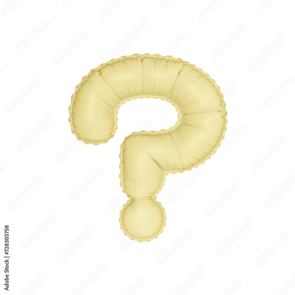 3D pastel light yellow color helium balloon "question mark" ? symbol ...
