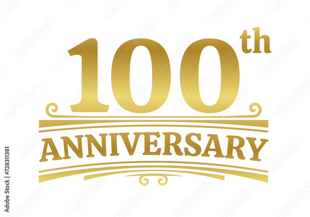 100 years anniversary logo, icon or badge. 100th birthday, jubilee ...