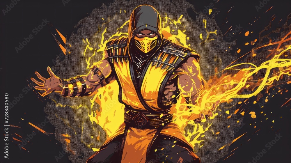 8-Bit Scorpion: Mortal Kombat Pixel Art Stock Illustration | Adobe Stock