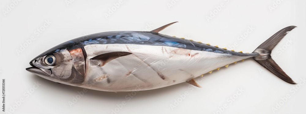 A high-quality image showcasing a fresh tuna fish, isolated on a white ...