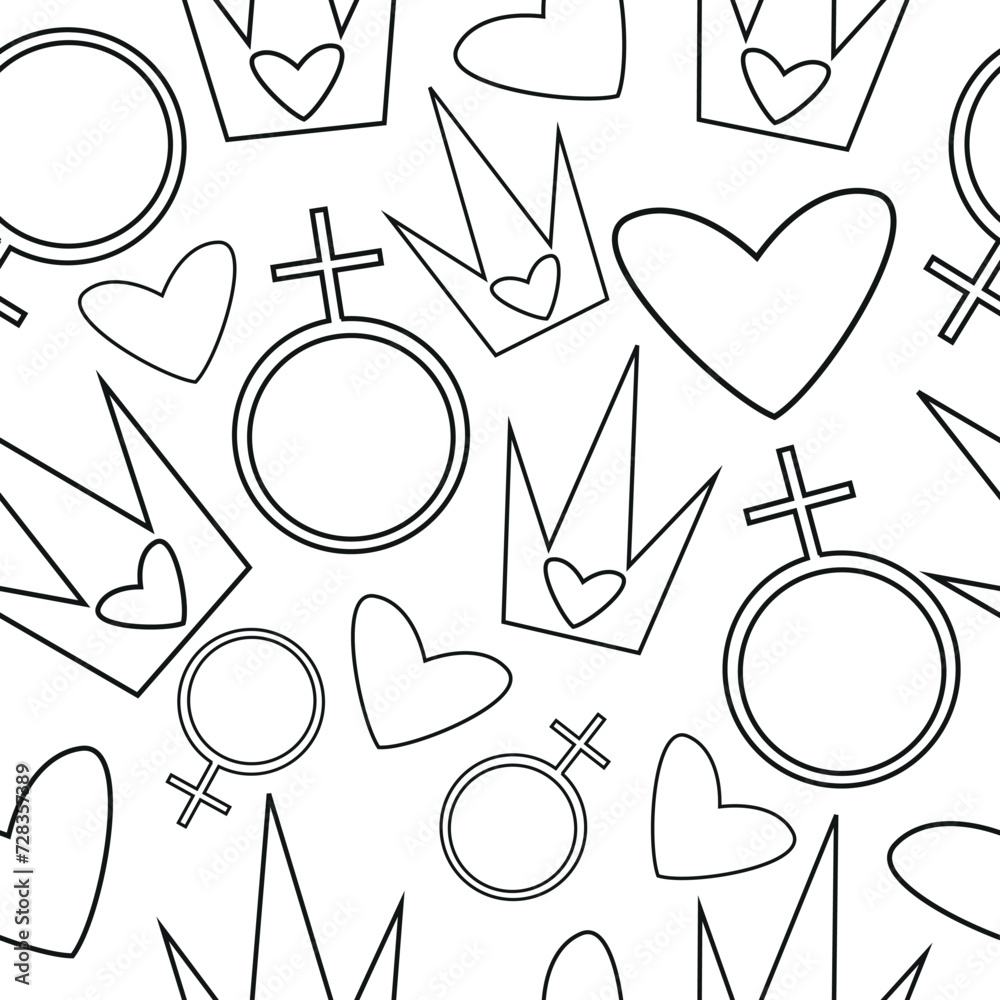 seamless pattern on the gender theme, namely symbols of the female ...