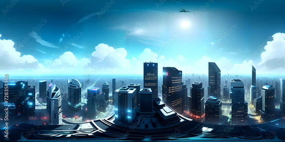 Cyberpunk High Rise Buildings - generative ai, üretken yapay zeka Stock ...