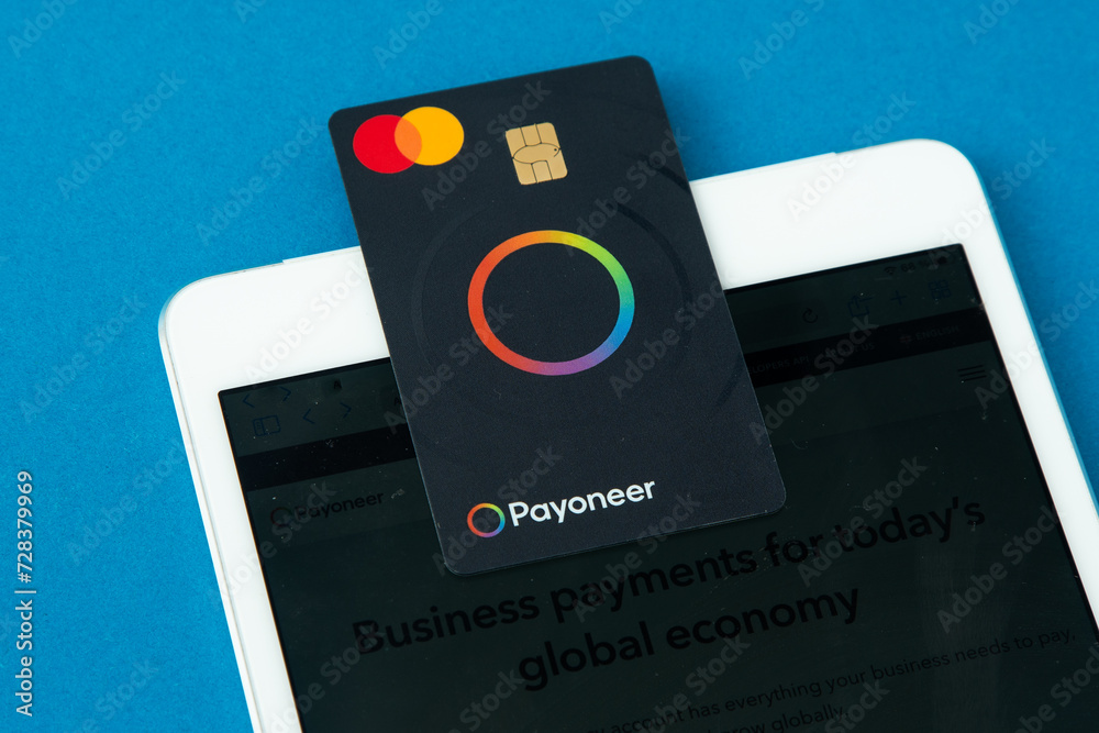 Payoneer credit card. Master Card. Global international payment system ...