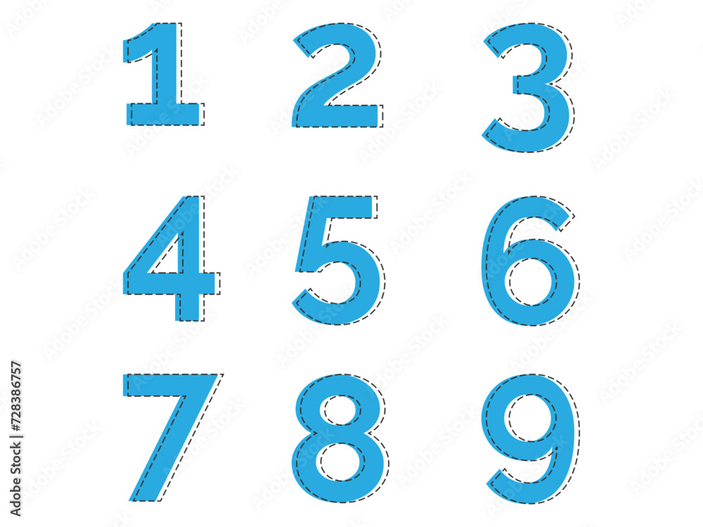 Number Clipart. Blue Number Clip Art. dotted line and overlay, Creative ...