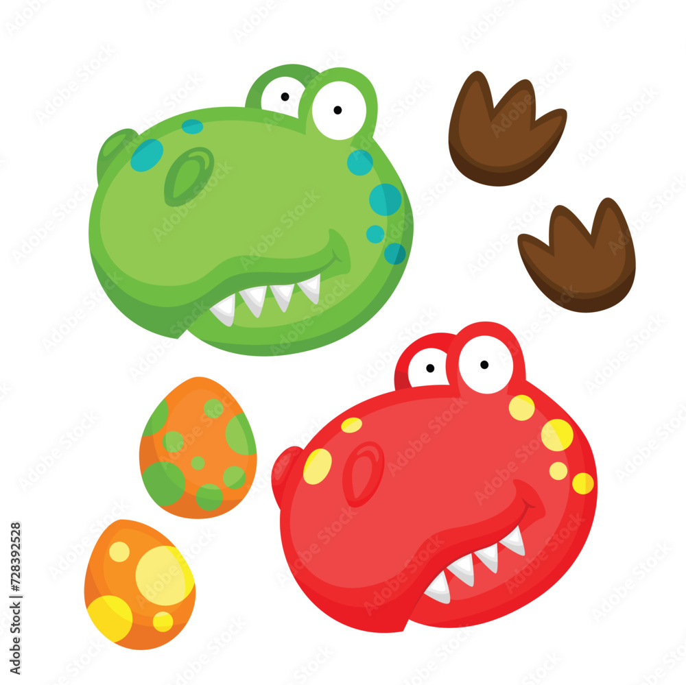 Dinosaur Tryannosaurus TYrex Face and Egg Animal Cartoon Illustration ...