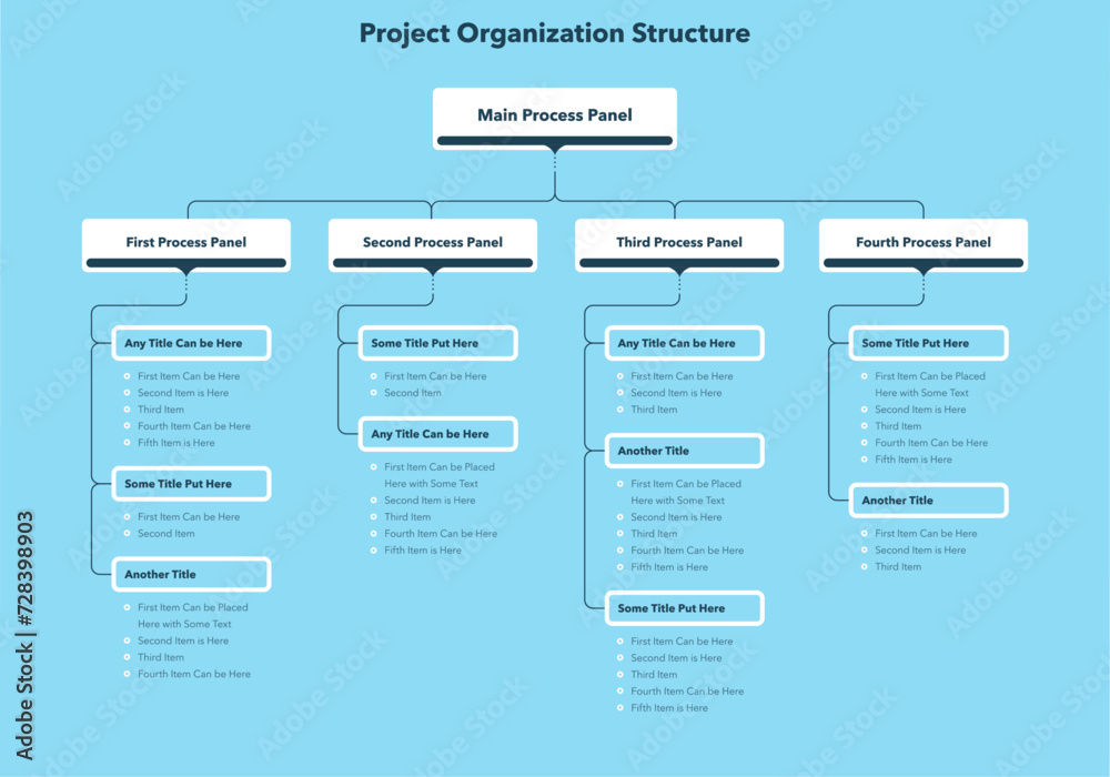 Modern infographic for project or organization structure - blue version ...