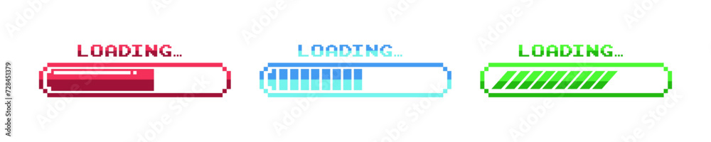 Pixel art 8-bit loading bar concept Stock Vector | Adobe Stock