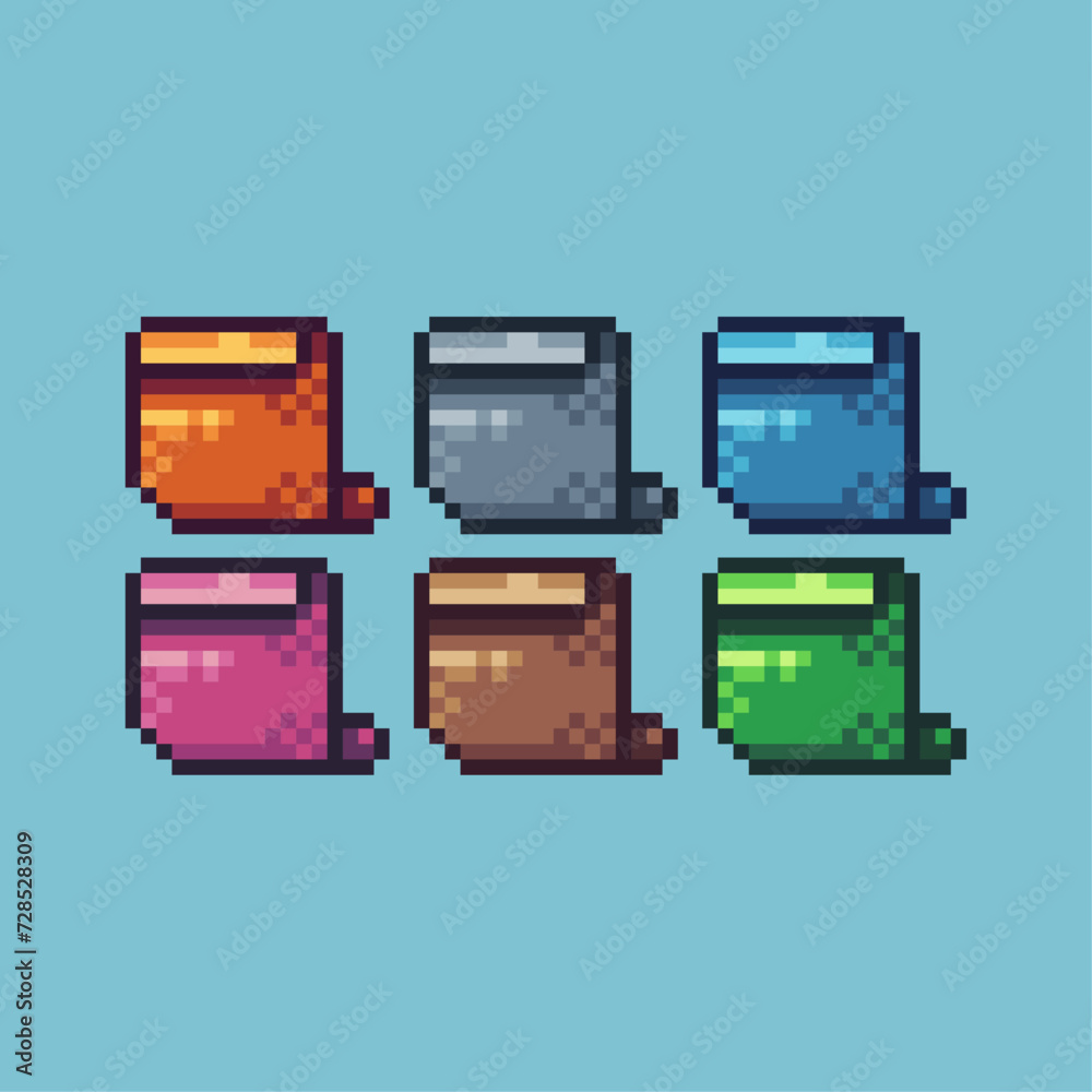 Stock-Vektorgrafik „Pixel art sets icon of paper scroll logo variation ...
