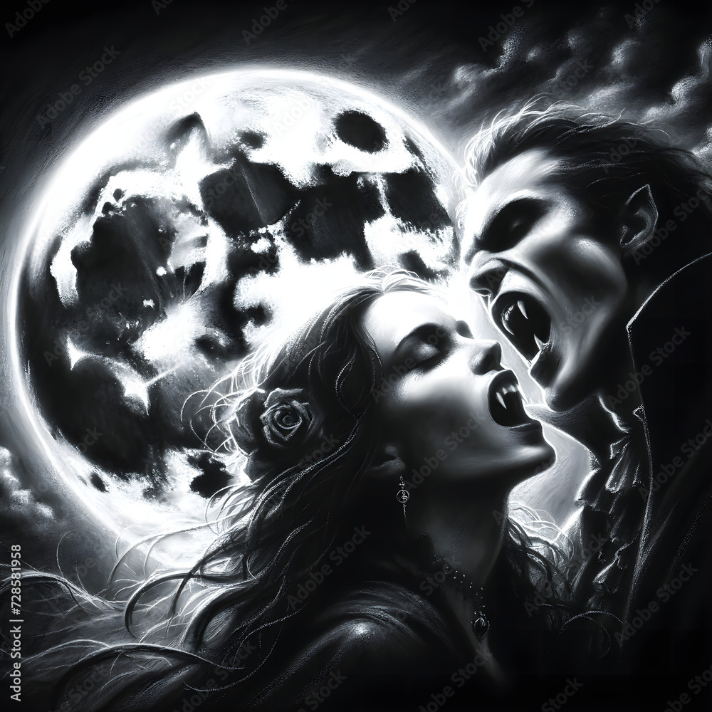 Black and White charcoal style drawing of a beautiful pale couple of ...