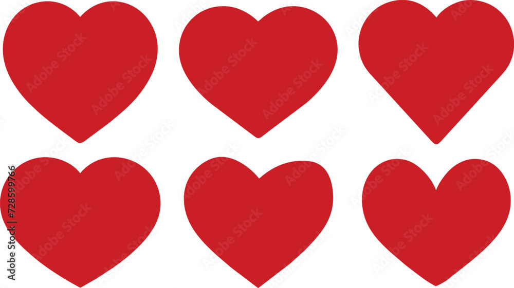 Conjunto de iconos de corazón rojo vector. Set de corazones románticos ...