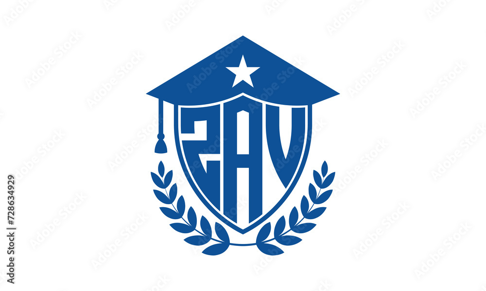 ZAV three letter iconic academic logo design vector template. monogram ...