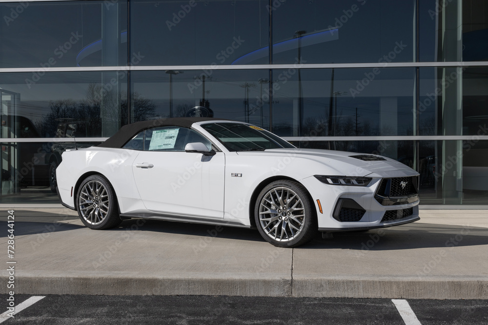 Ford Mustang GT Convertible display at a dealership. Ford offers the ...