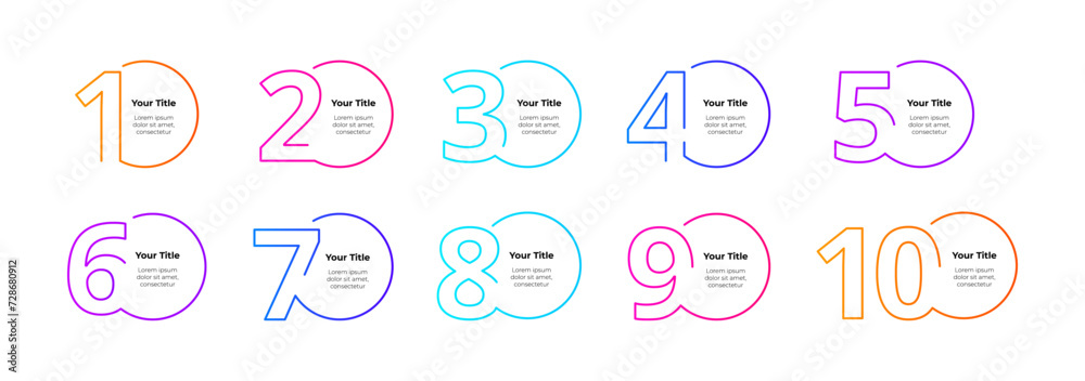 Vector outline numbers banners for infographic from 1 to 10 Stock ...