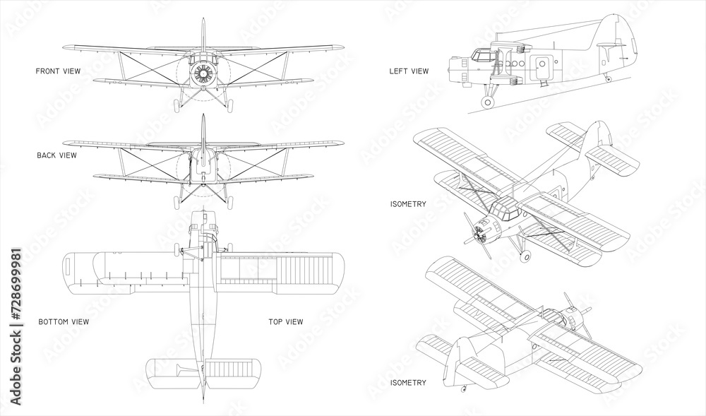 Military and civil aircraft. Biplane of the times of the USSR ...
