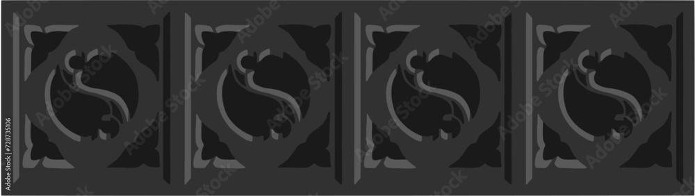 Gothic balustrade stylized drawing. Stone decorated wall illustration ...