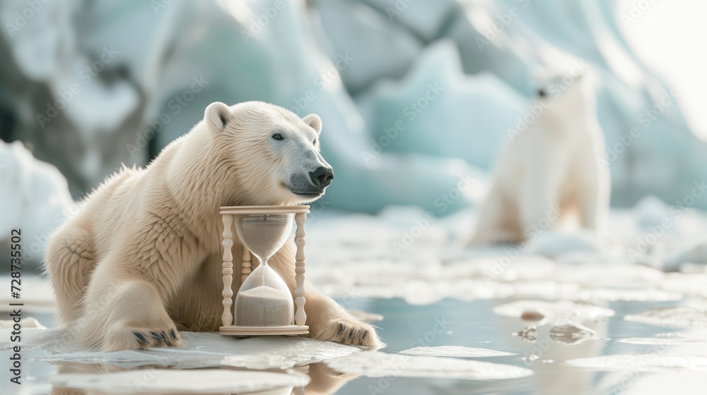 Threat of polar bear extinction, highlighting the impact of climate ...