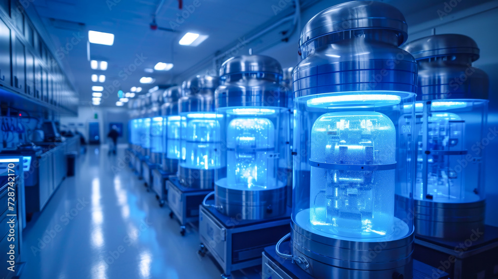 Advanced cryogenic storage system with illuminated chambers in a tech ...
