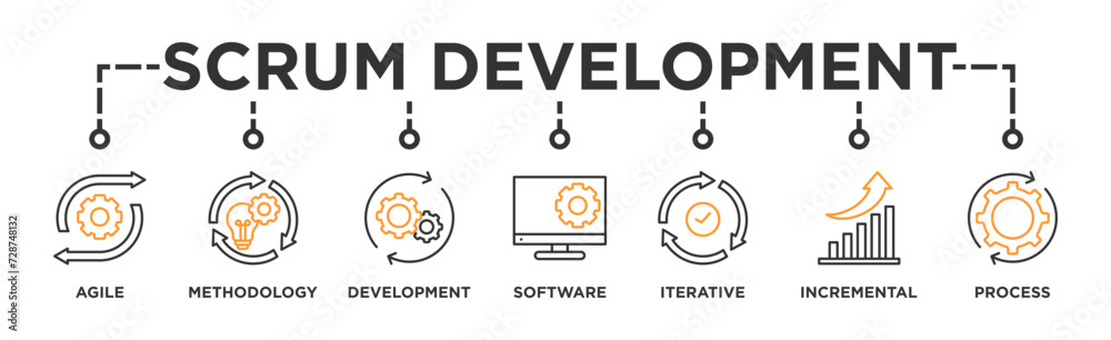Scrum development banner web icon vector illustration concept with icon ...