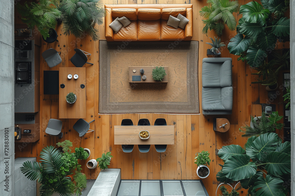 Top view layout plan of modern home. Architectural floor plans of fully ...