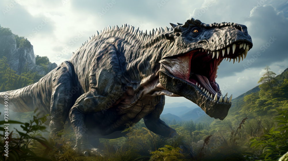 Tyrannosaurus Rex Roaring at Dawn created with Generative AI technology ...