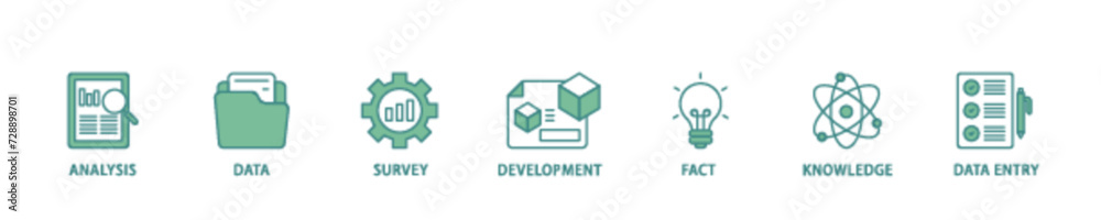Research icon set flow process illustrationwhich consists of analysis ...