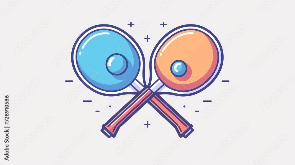 A black and white line icon and color logo depicting two crossed ping ...