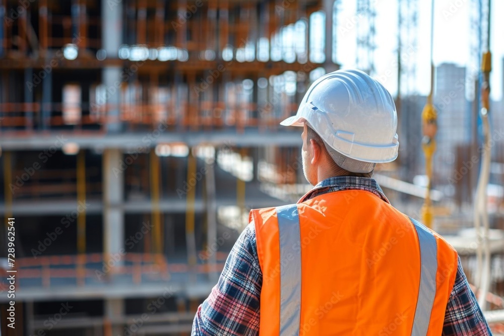 Civil engineer standing and observing a construction site Showcasing ...