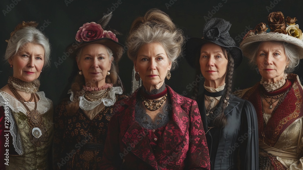 Women's History Month. Portrait Series of Diverse Women Adorned In ...