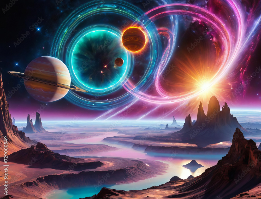 Celestial Beauty - Unreal cosmic scenery with planetary rings ...