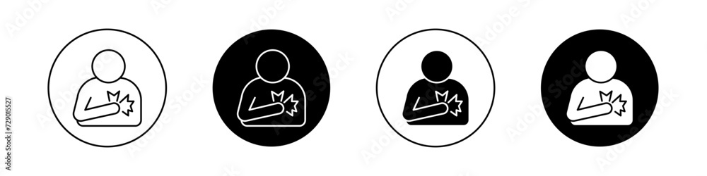Heart Attack Icon Set. Chest Pain Palpitation Failure Vector Symbol in ...