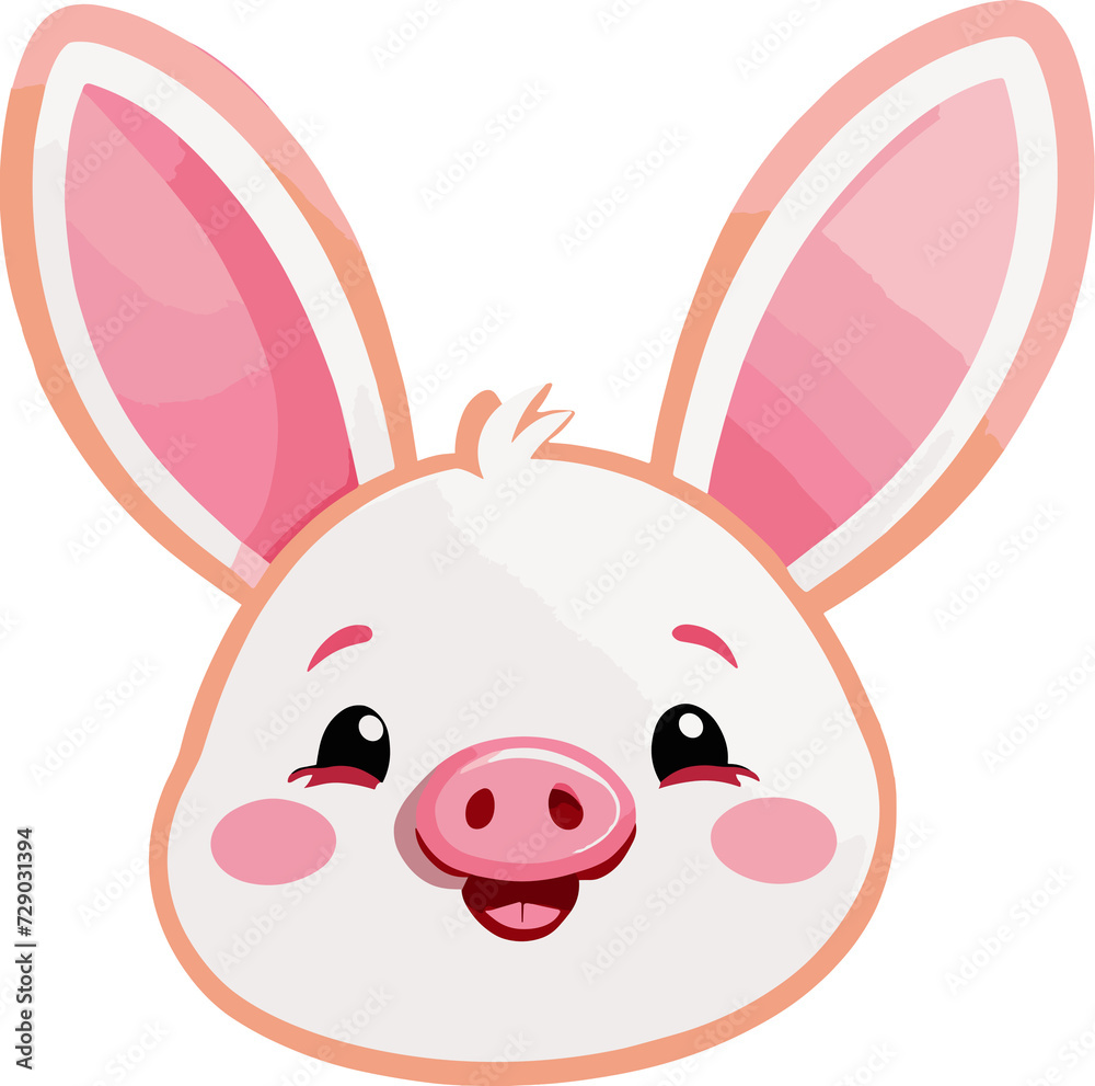 Cute bunny pig hybrid cartoon isolated on transparent background png ...