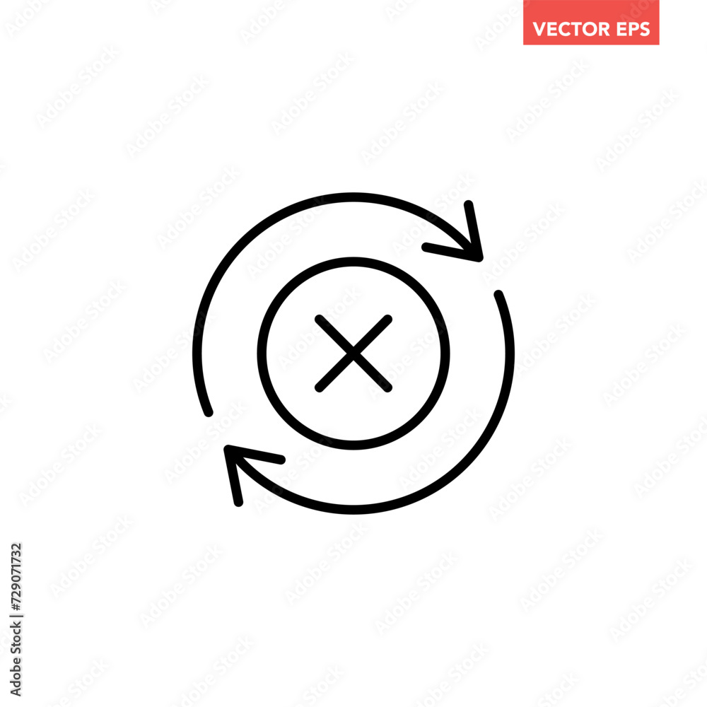 Black round update failed line icon, simple cycle rotating arrow ...