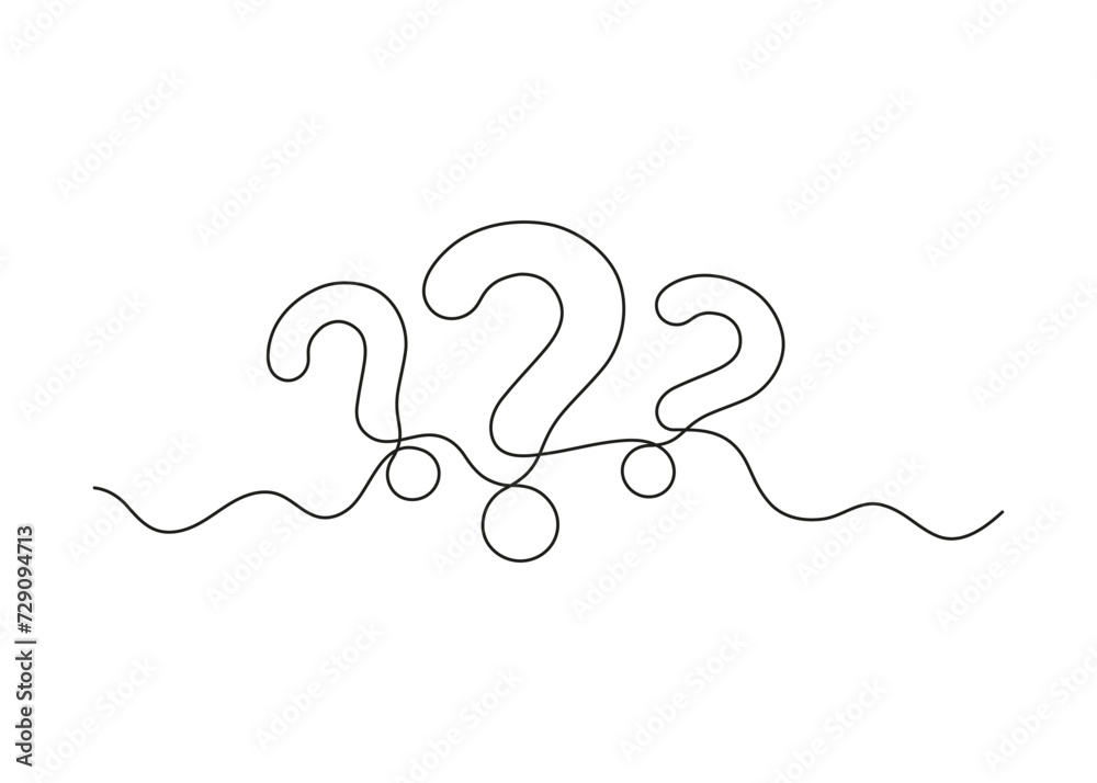 Question mark, one line continuous drawing. Simple minimalism design ...