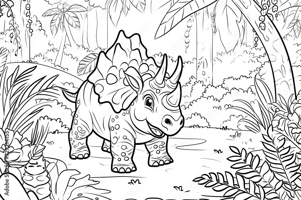 Euoplocephalus Dinosaur Black White Linear Doodles Line Art Coloring ...