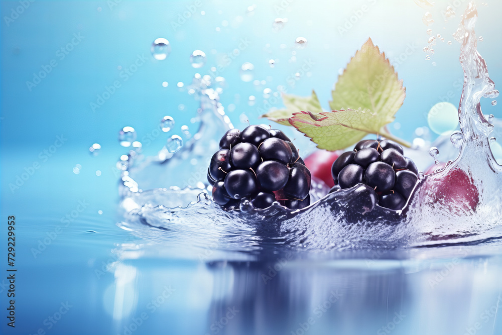 Refreshing Blackberries Splash in Crystal Clear Water - Vibrant and ...
