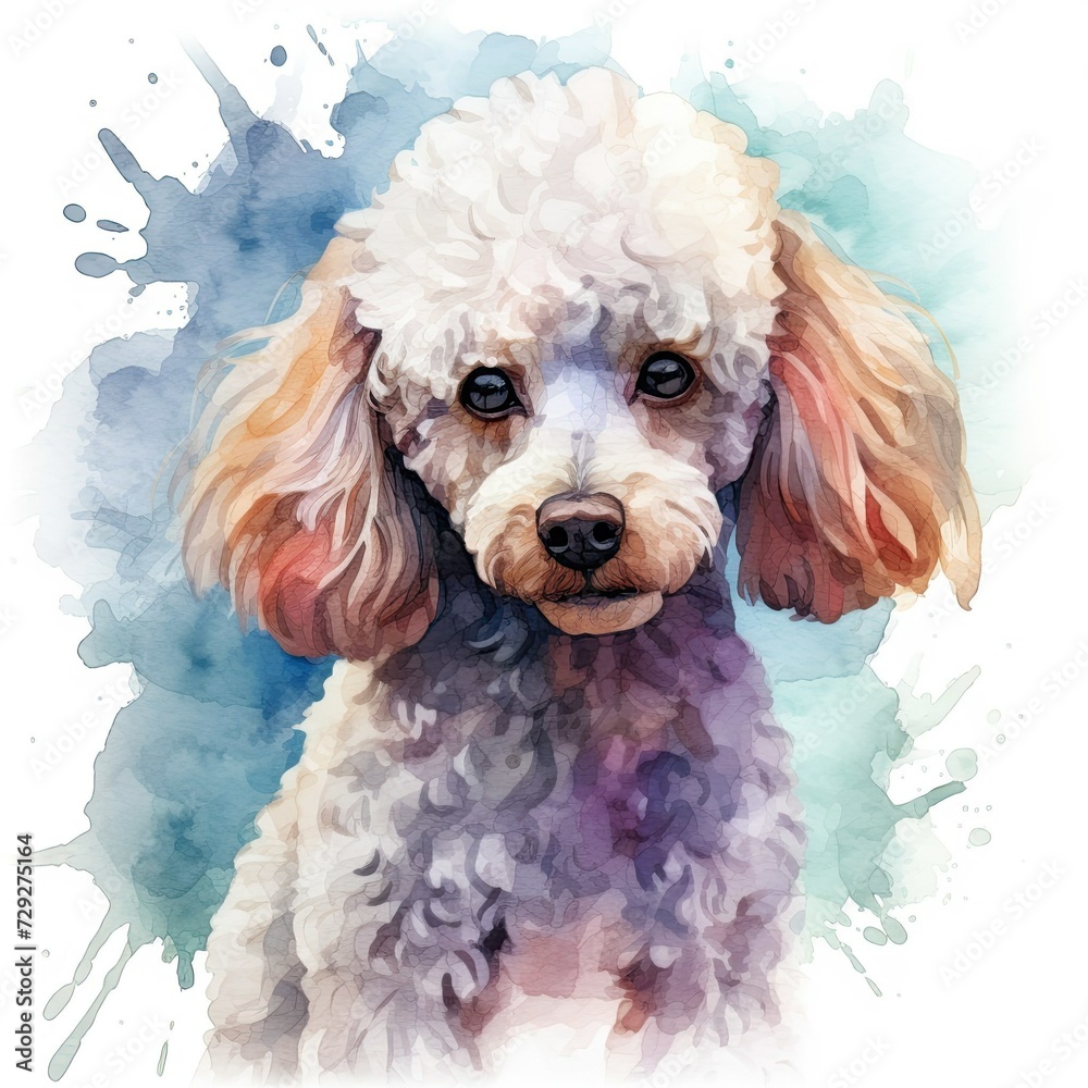 Poodle. Realistic watercolor dog illustration. Funny doggy drawing ...