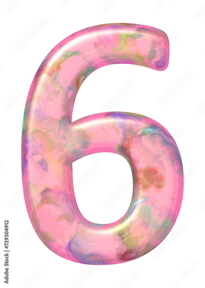 Number 6 in pearl pink color on png transparent background. Collection ...