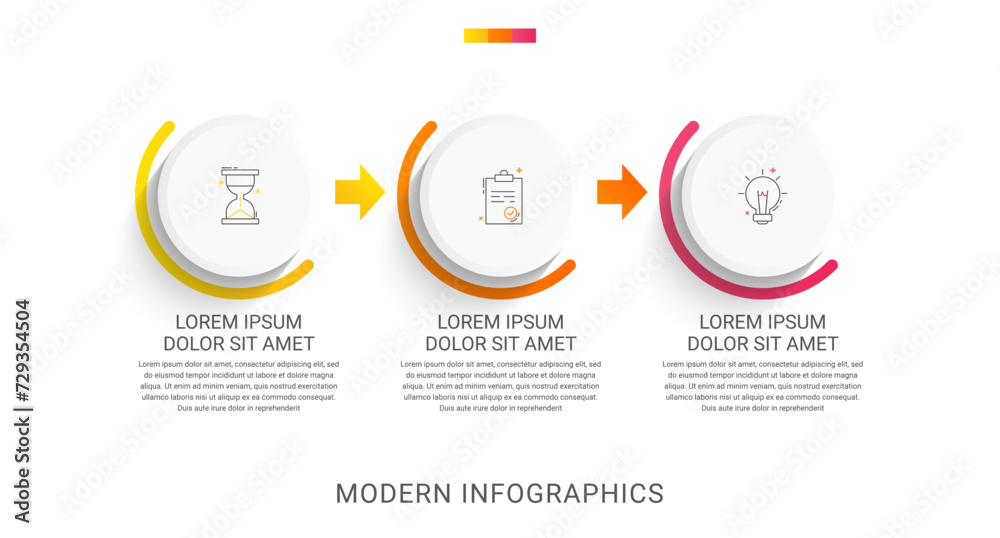 Business vector infographics with three circles and arrows. Timeline ...