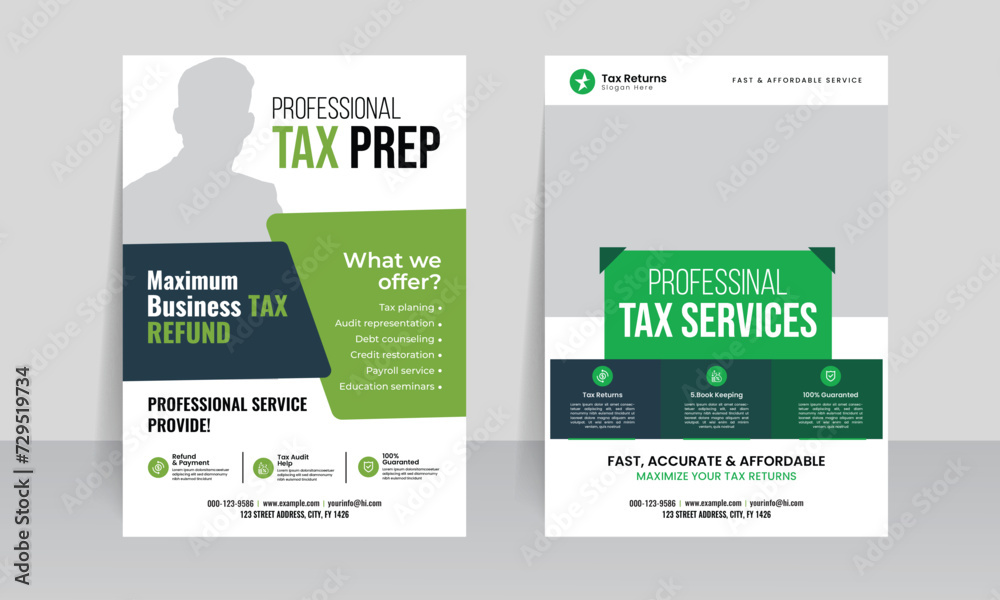business tax refund flyer template with tax service poster leaflet ...