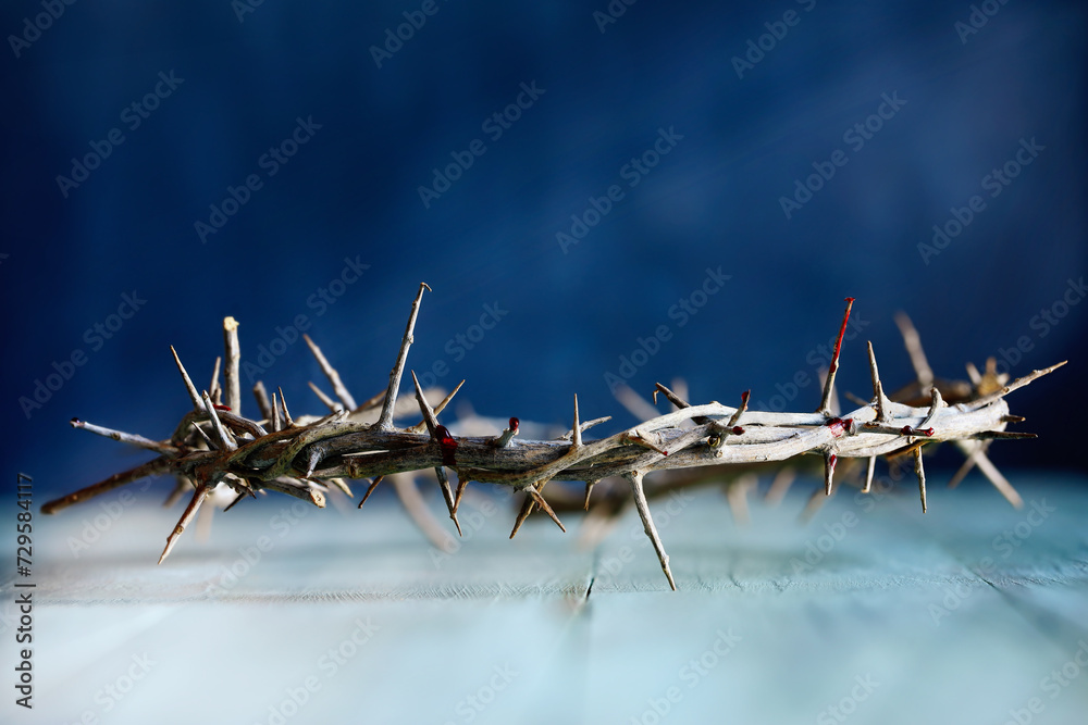 Christian crown of thorns like Jesus Christ wore with blood drops over ...