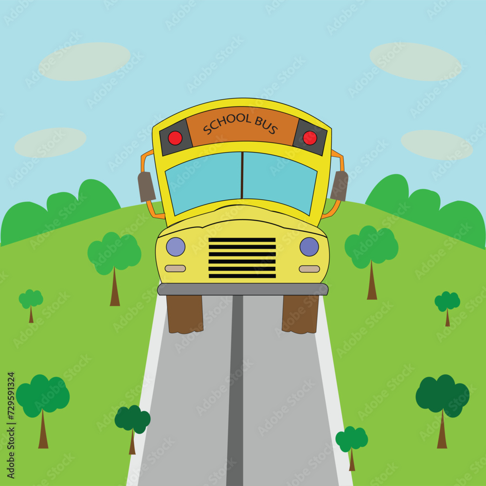 School bus cartoon animated vector illustration clipart isolated design ...