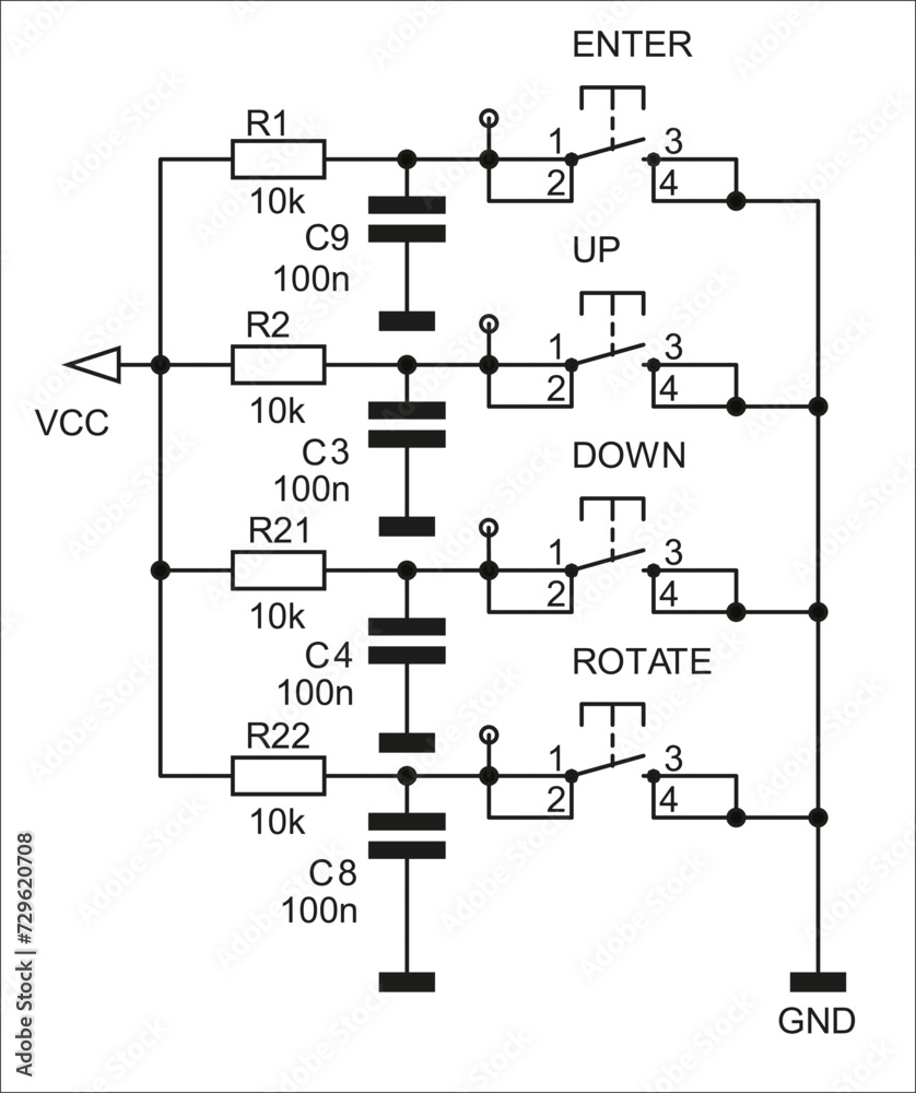 Technical schematic diagram of analog electronic device. Vector drawing ... Technical schematic diagram of analog electronic device. Vector drawing ...