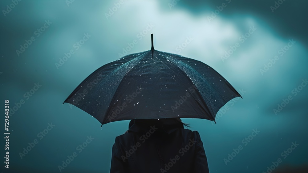 Embracing Emotional Storms: Person Holding Umbrella in Ultra-Realistic ...
