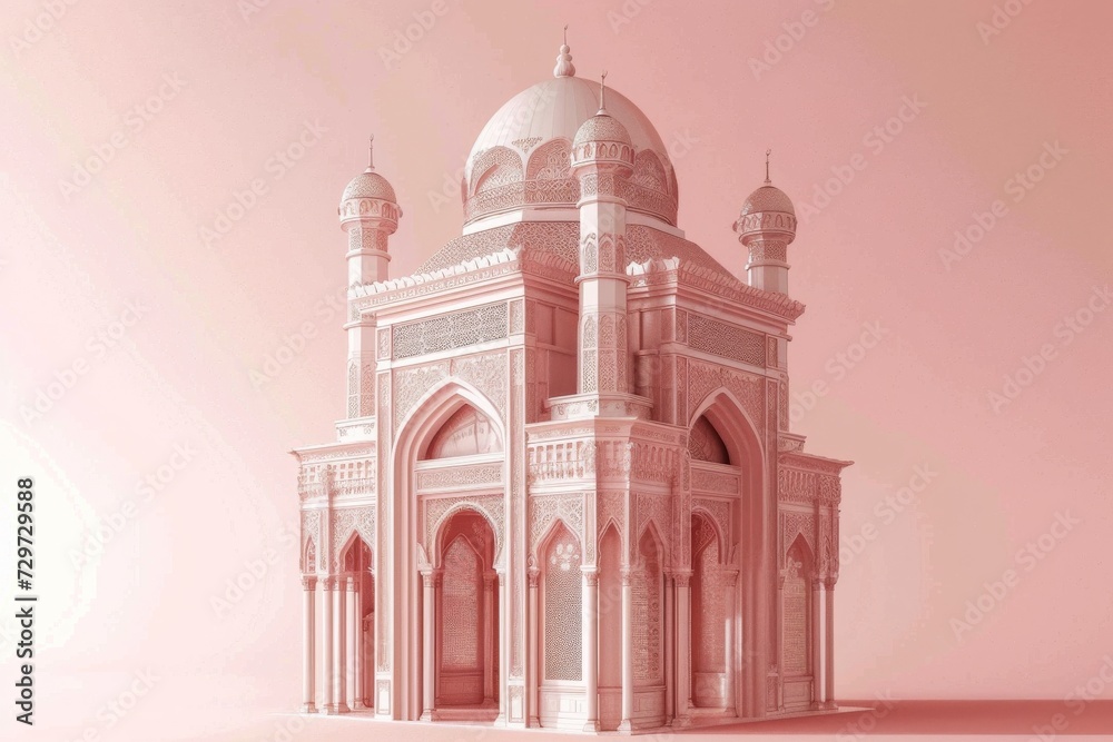 Elegant Blender 3D representation of a mosque, embodying Islamic ...
